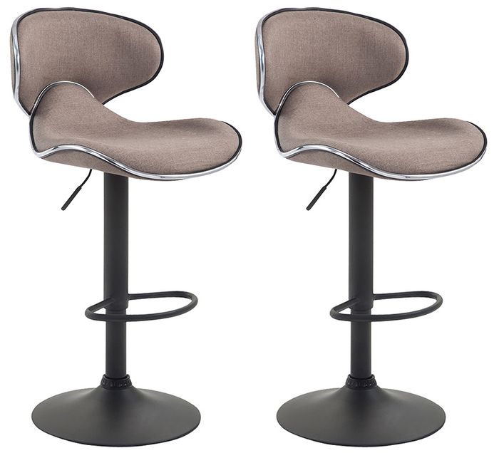 2er Set Barhocker Las Vegas V2 Stoff schwarz, taupe | Swisshandel24