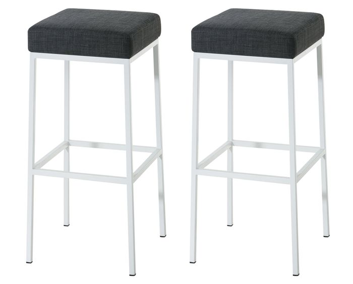 2er Set Barhocker Montreal 80 Stoff weiss, dunkelgrau | Swisshandel24