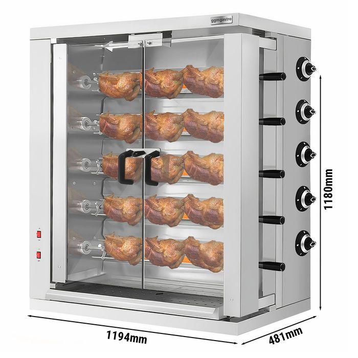 Gas Hähnchengrill 32,33kW mit 5 Spiessen für bis zu 30 Hähnchen ...