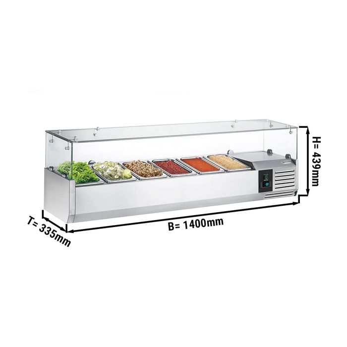 Kühlaufsatzvitrine PREMIUM - 1400x335mm - 6x GN 1/4 - 52989 ...