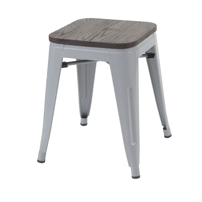 Hocker HWC-A73 inkl. Holz-Sitzfläche, Metallhocker Sitzhocker, Metall ...