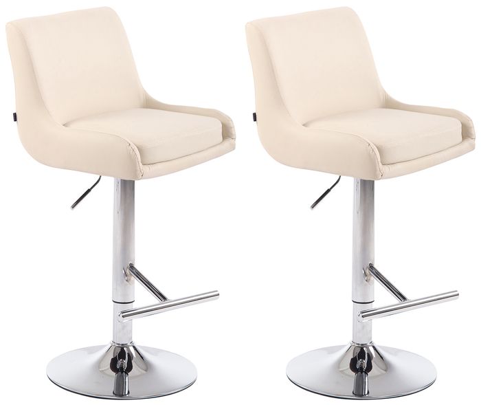 2er Set Barhocker Club Kunstleder, creme | Swisshandel24