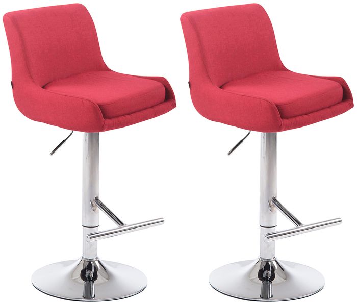 2er Set Barhocker Club Stoff, rot | Swisshandel24