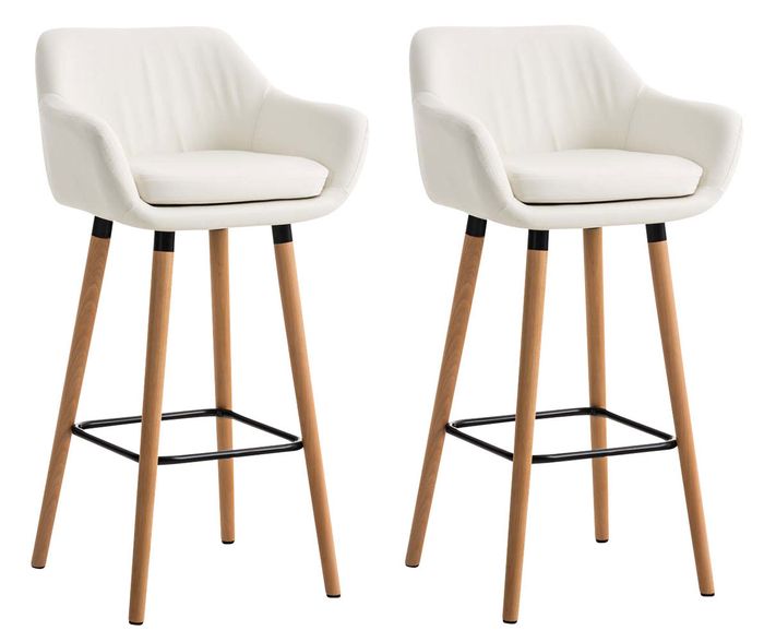 2er Set Barhocker Grant Kunstleder, weiss | Swisshandel24