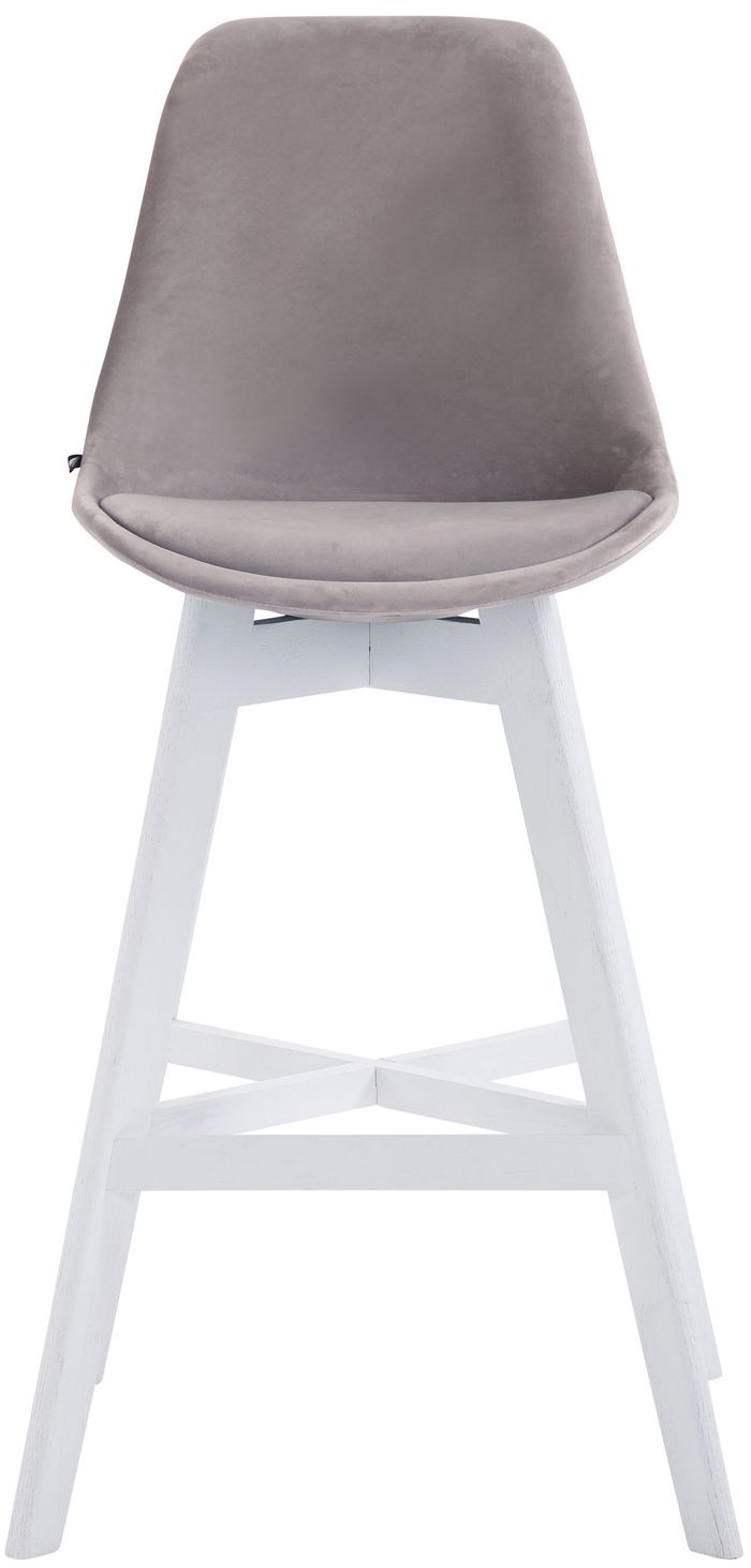 Barhocker Cannes Samt weiss, grau | Swisshandel24
