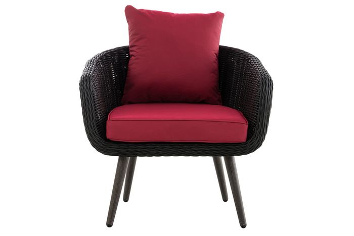 Sessel Ameland Rund rubinrot 40 cm (Dunkelgrau), schwarz | Swisshandel24