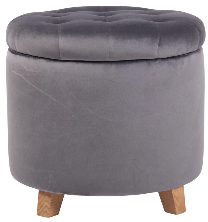 Sitzhocker Marsa Samt, dunkelgrau | Swisshandel24